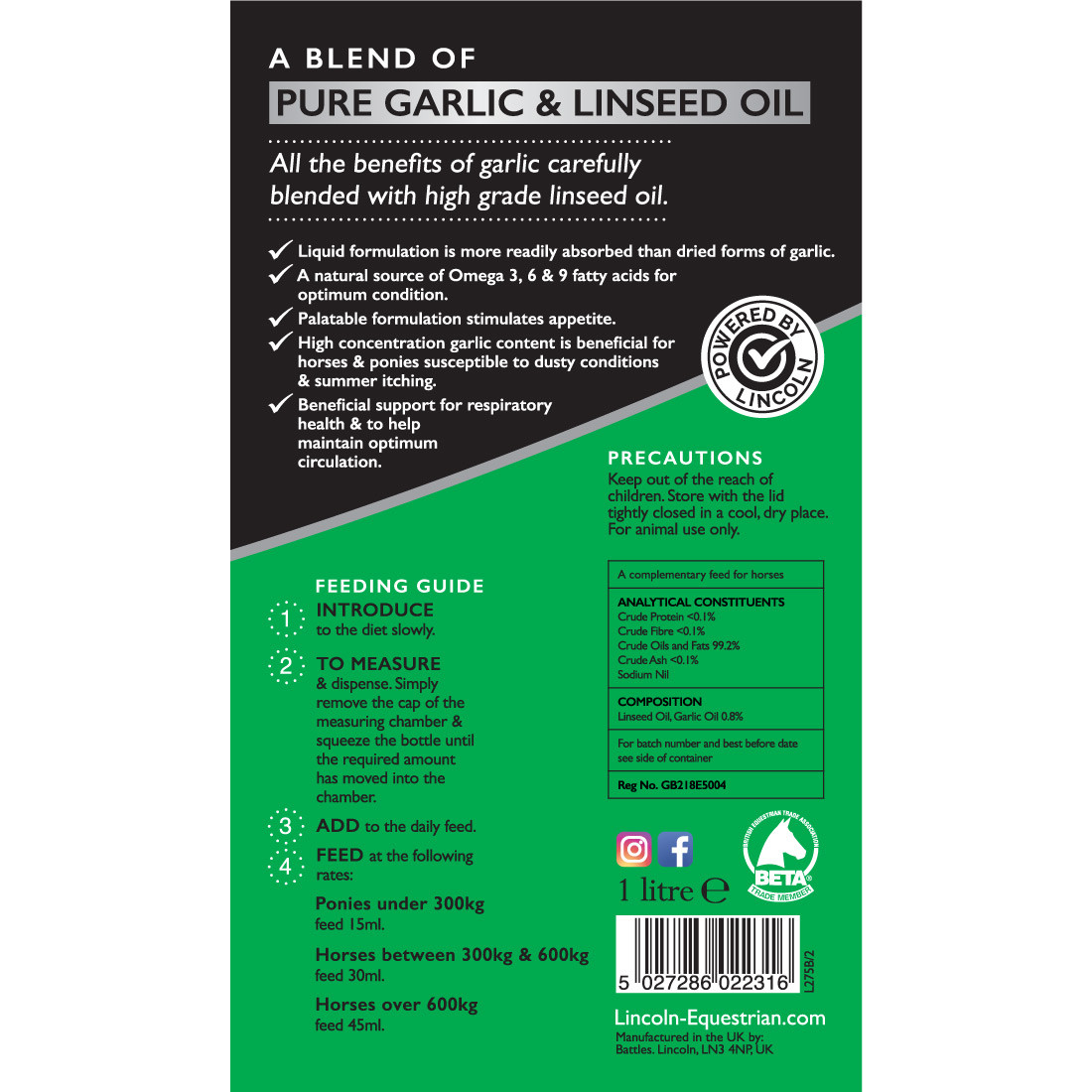 Lincoln Horse Care - Lincoln Liquid Garlic