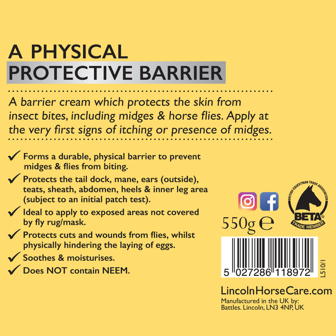 Lincoln Horse Care - Lincoln Itchy Switchy S.O.S Skin Shield
