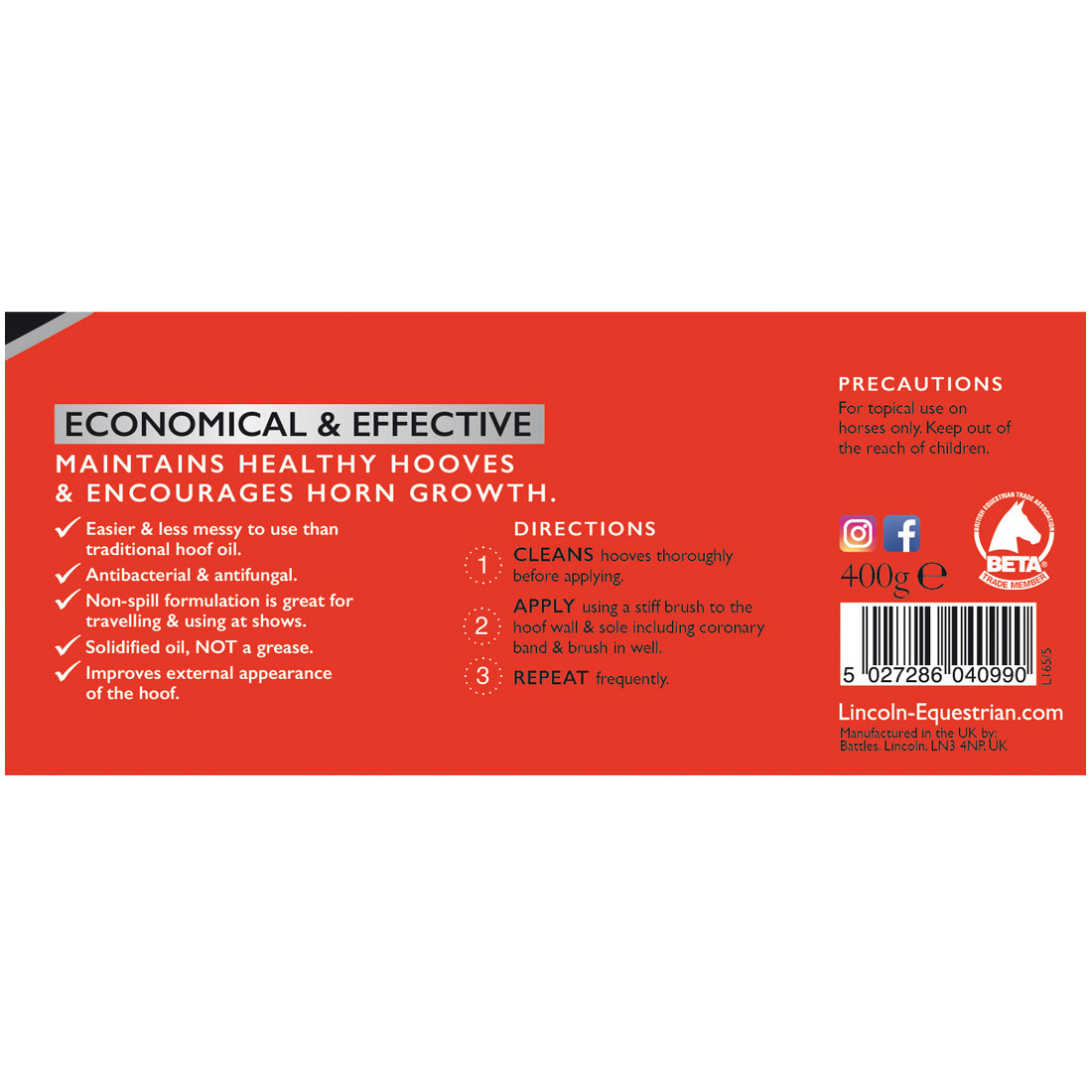 Lincoln Horse Care - Lincoln Solid Hoof Oil Lincoln Horse Care - Lincoln Solid Hoof Oil